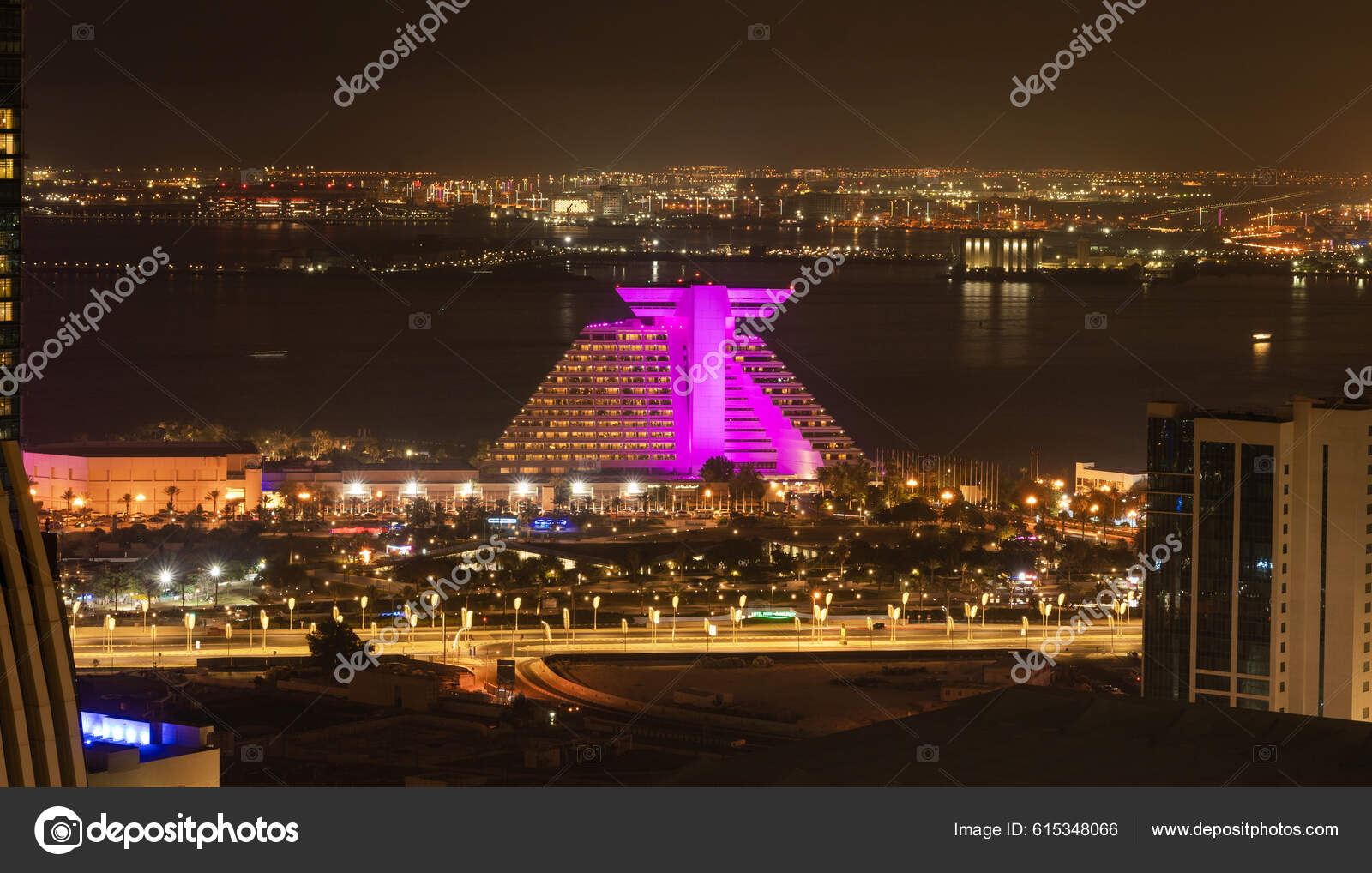 Doha Qatar October 2022 Doha Skyline Many Business Towers Night – Stock ...