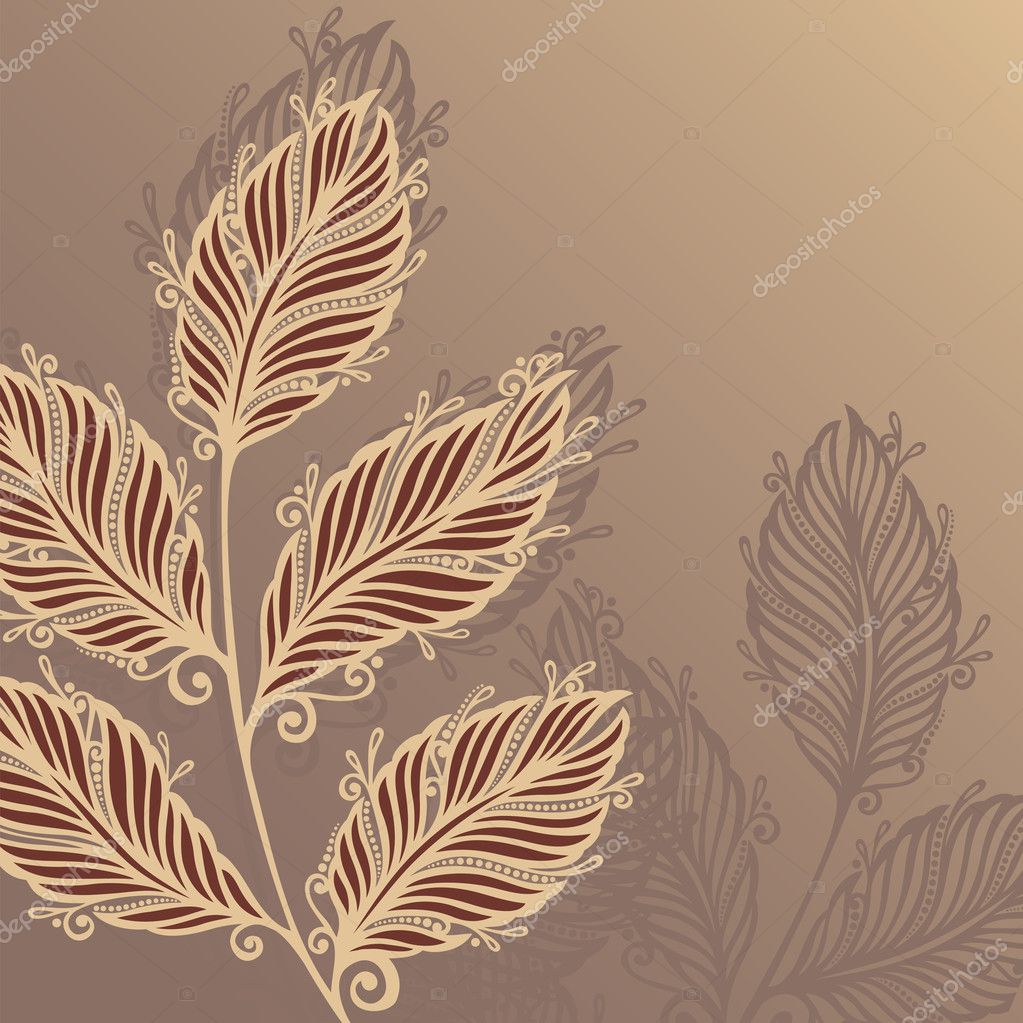 Colored Floral Layout with Leaves. Greeting Card Stock Vector by ...