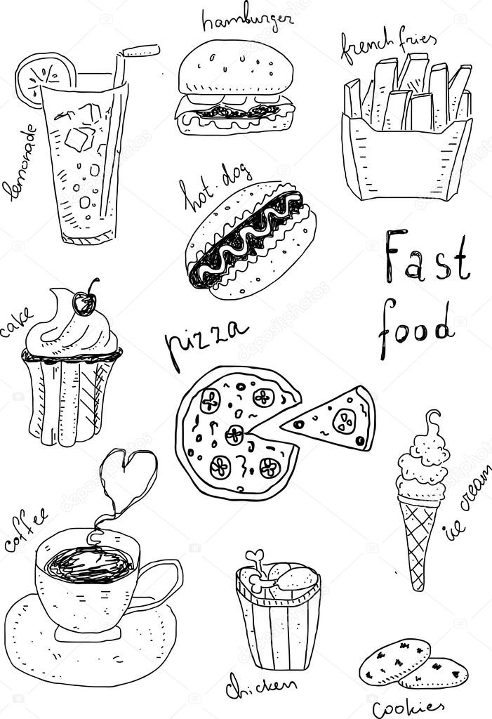 Fast Food Doodles — Stock Vector © orfeev #38105389