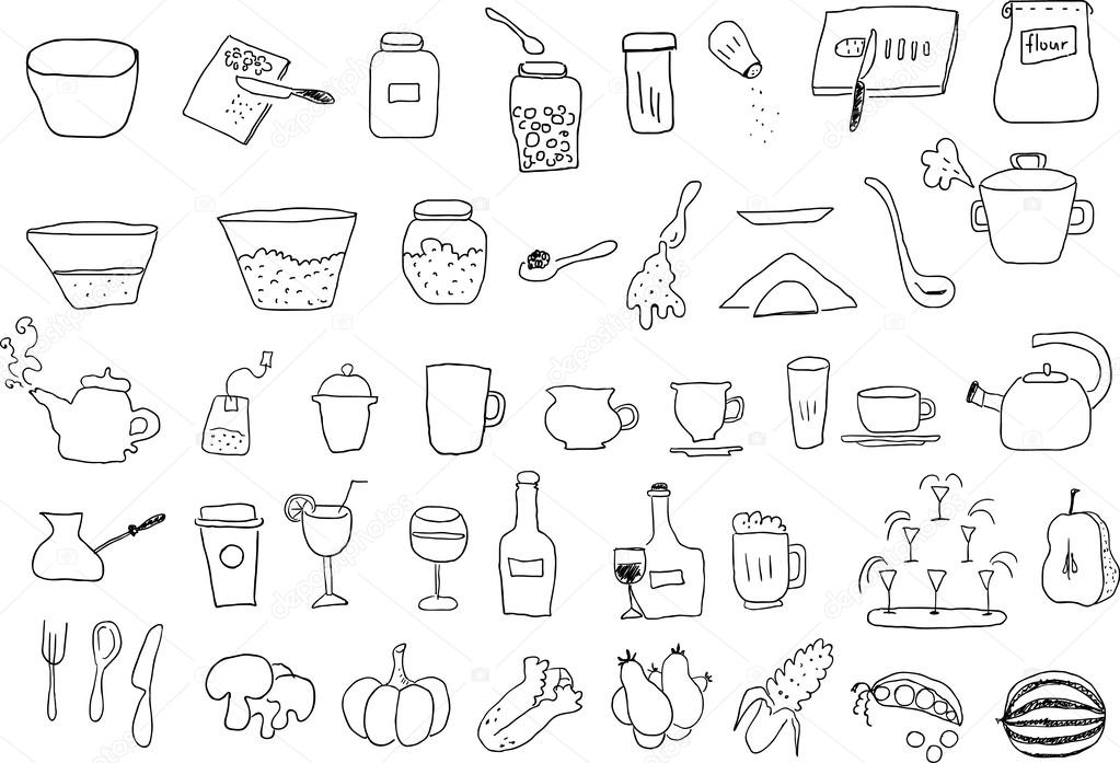 Kitchen Doodles — Stock Vector © orfeev #38105419