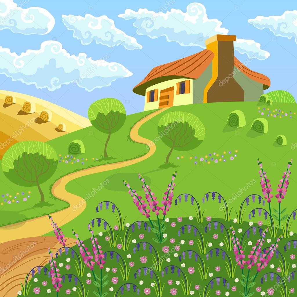 Paisaje rural vector, gráfico vectorial © akademik33 imagen #33571293