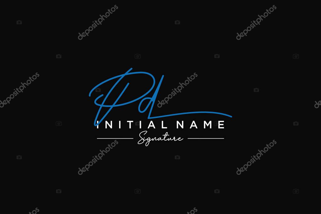 PD firma logotipo plantilla vector. Caligraf a dibujada a mano Letras Vector ilustraci n. 2024