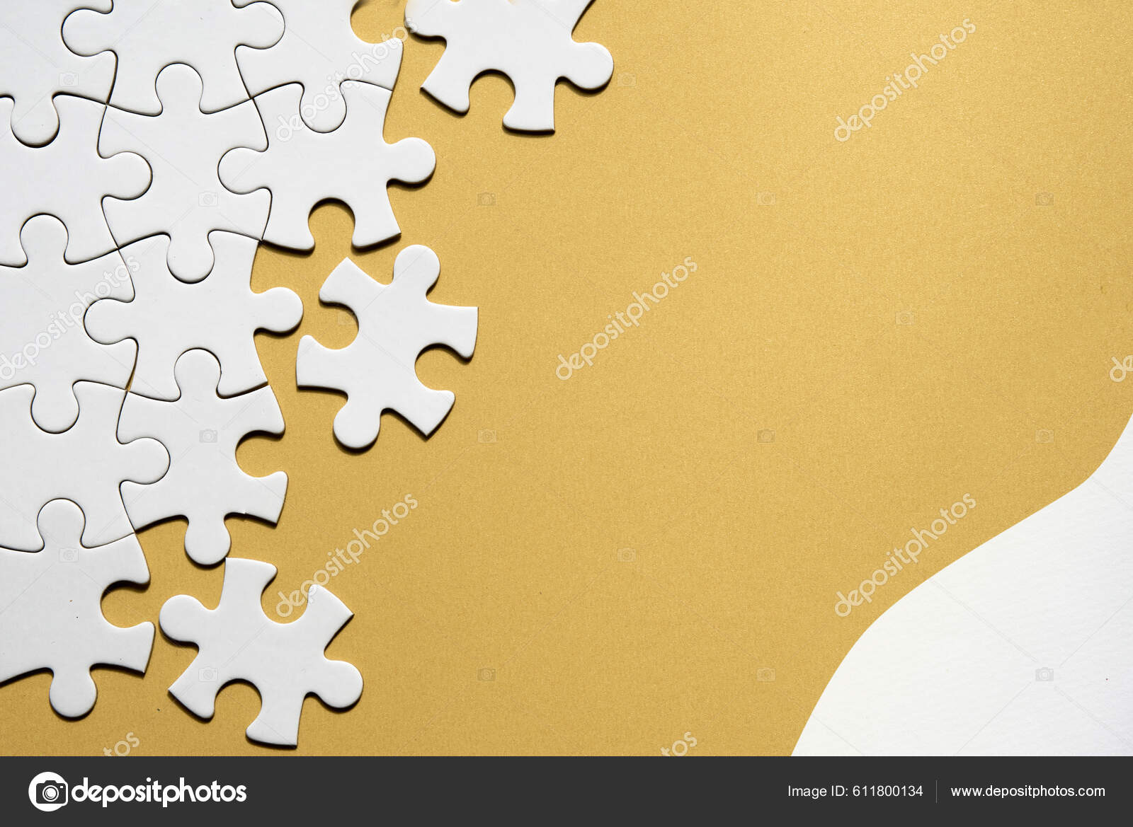 Jigsaw Puzzle Pieces Half Assembled Separate Top View Flat Lay — Stock ...