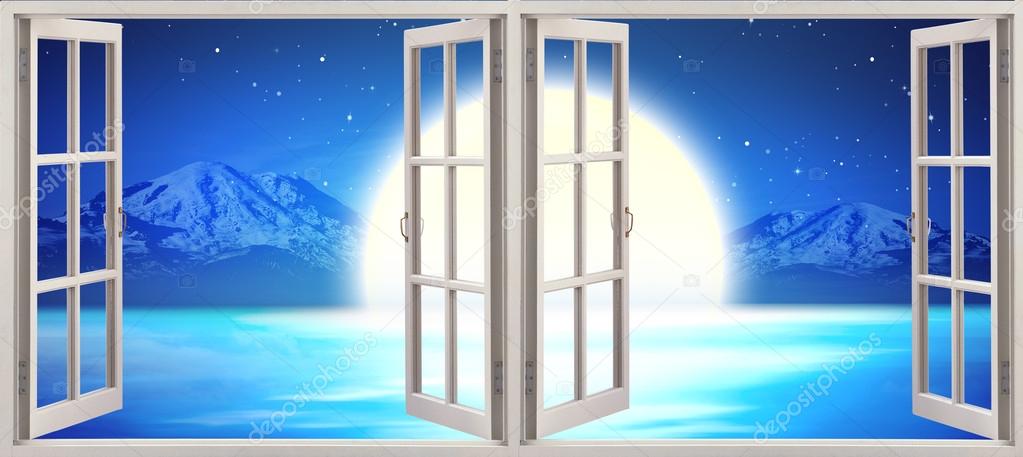 Window Open Beautiful View — Stock Photo © sazori #50964959