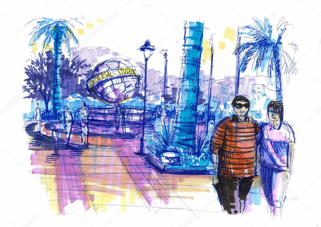 Universal studio city walk illustration Stock Illustration by ... Universal studio city walk illustration Stock Illustration by ...