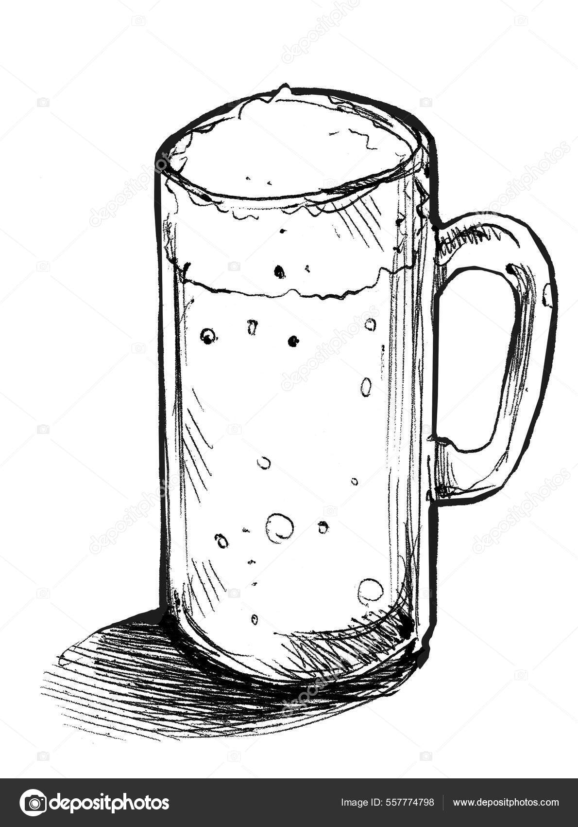 Drinks Beer Pint Glass Sketch Doodle Hand Drawing Illustration Stock ...