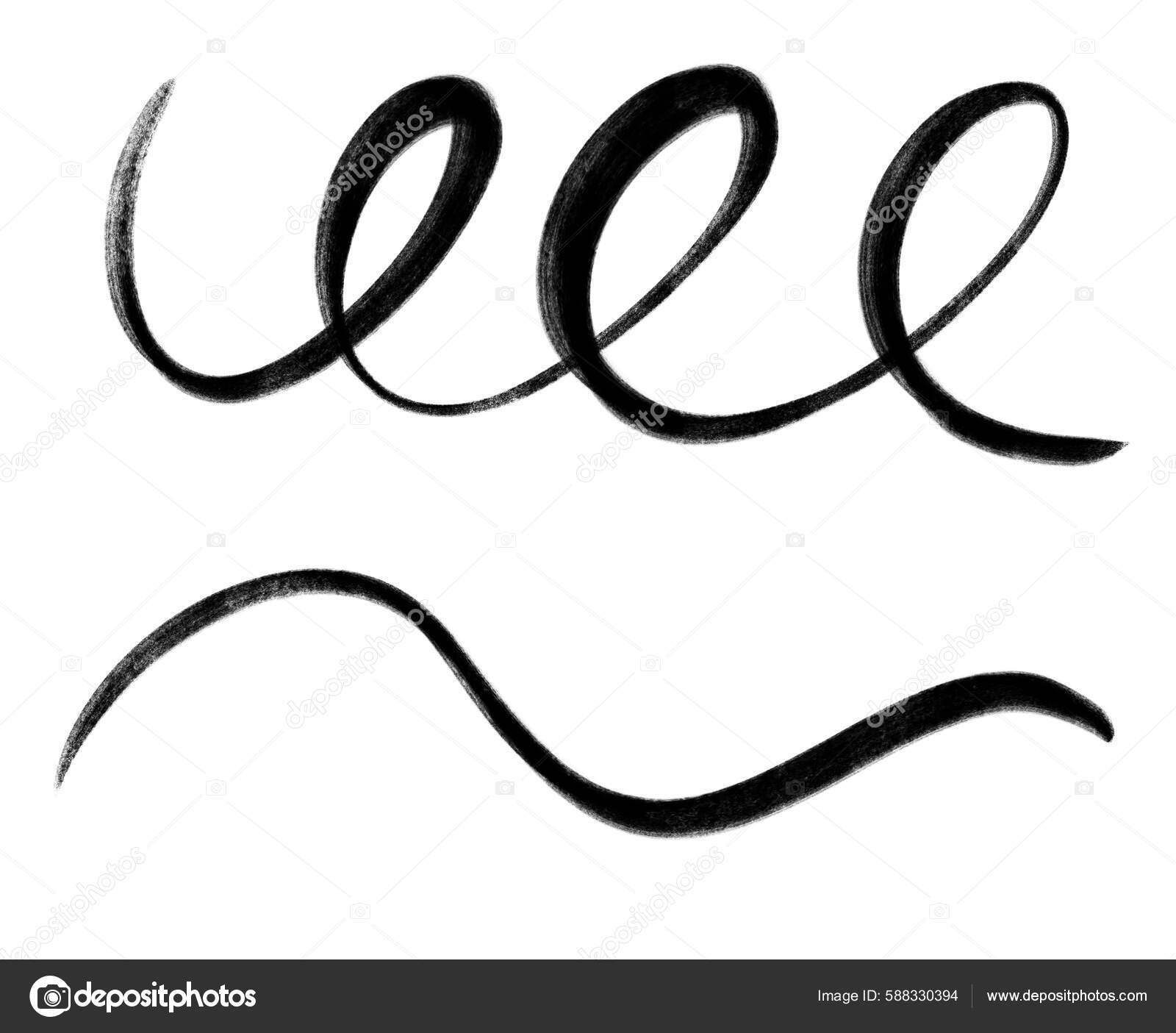 Black Ink Line Swirl Loop Doodle Freehand Sketch Drawing Shape Stock ...