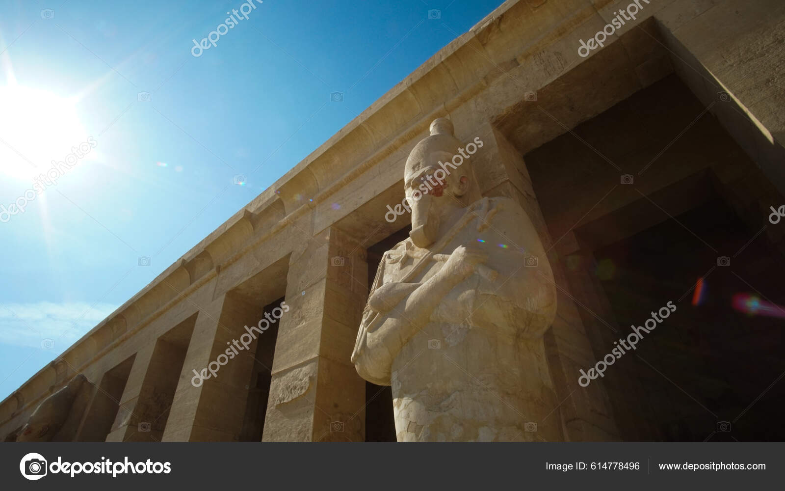 Templo Mortuorio Hatshepsut Valle Los Reyes Detalle Fila Osiride Estatuas: fotografía de stock ...