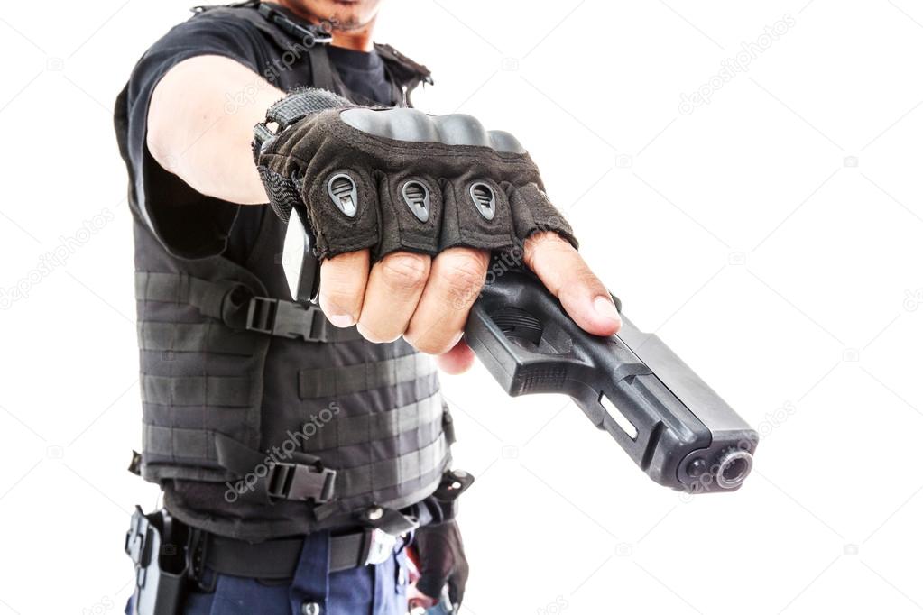 Detective with gun Stock Photo by ©Santiphotodp 42477195