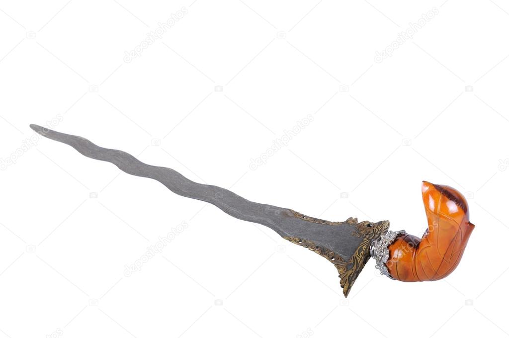 Antique typical Indonesian kris knife isolated on white background ...