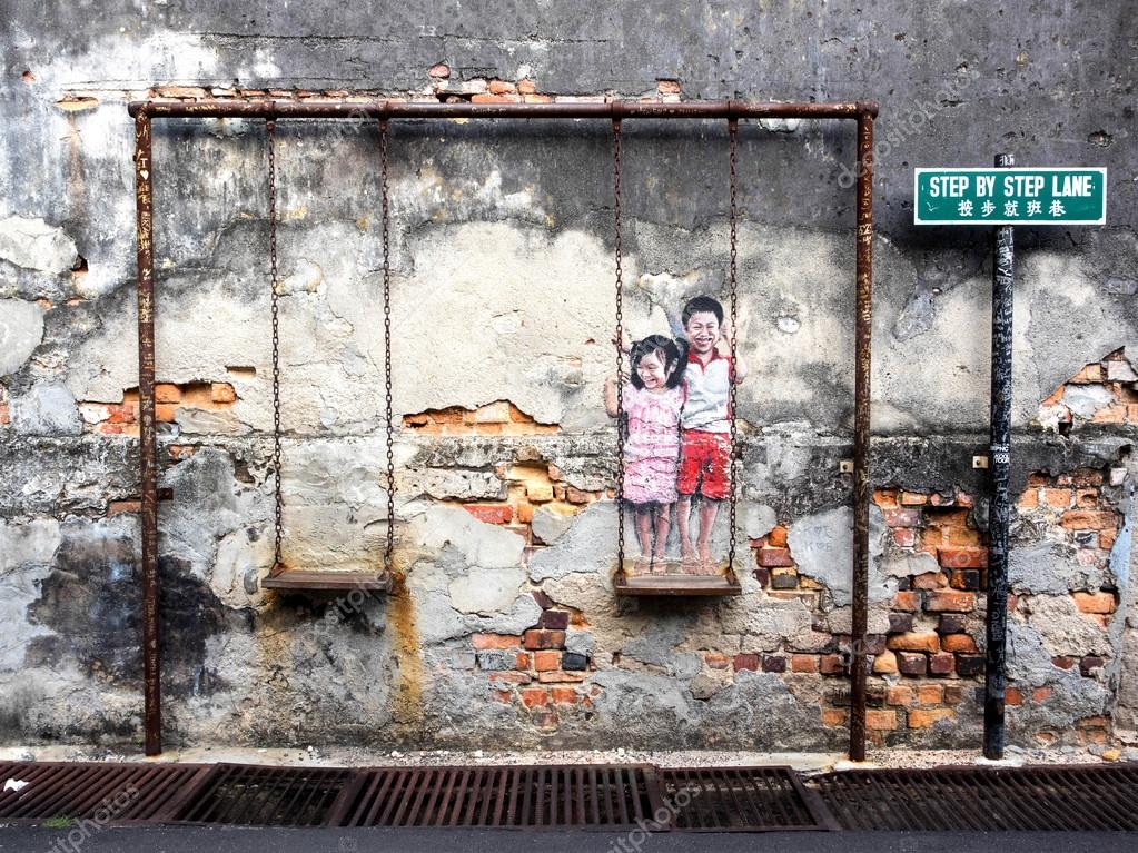 Children on the Swing Street Art Piece in Georgetown, Penang, Ma – Stock Editorial Photo ...