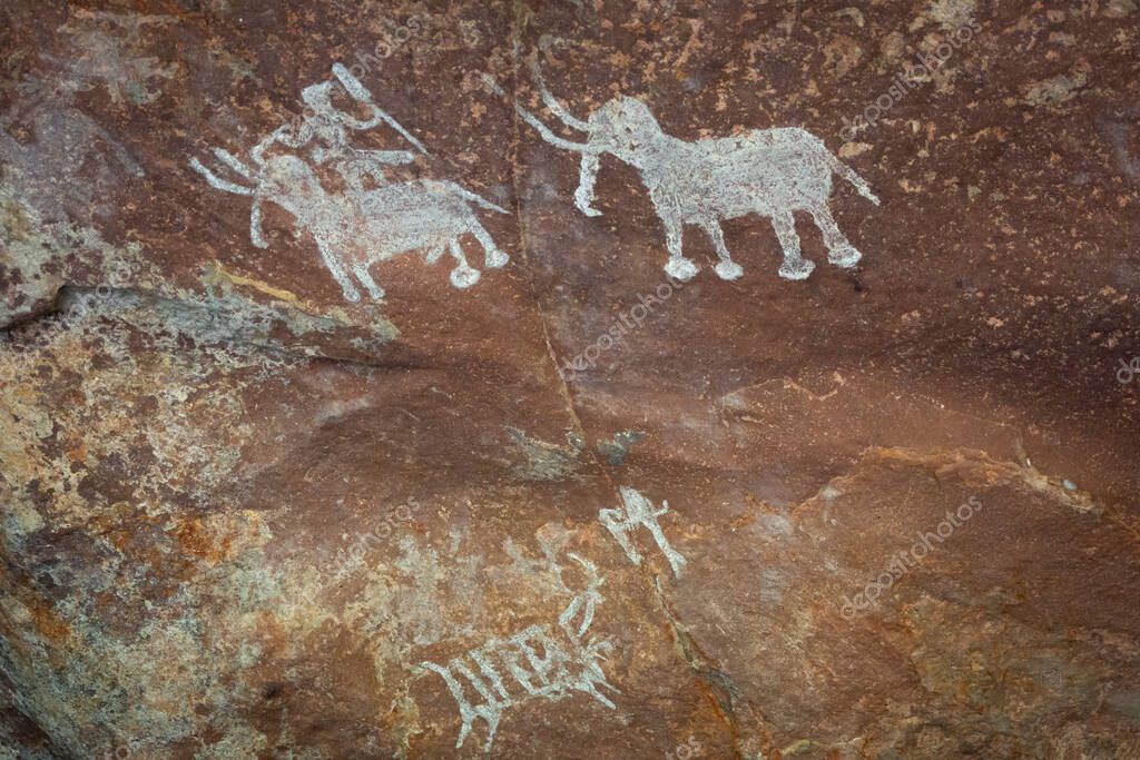 Bhimbetka Rock Shelters, Raisen, Madhya Pradesh, India. Declarado ...