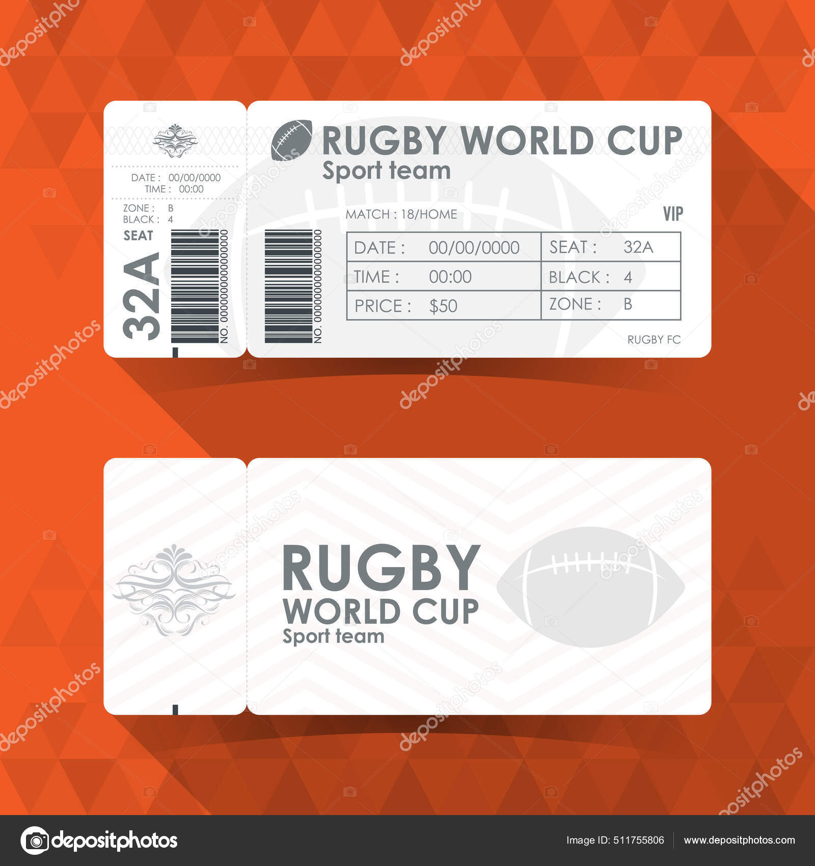 Rugby Ticket Card Design Vector Illustration Stock Vector Image by ...
