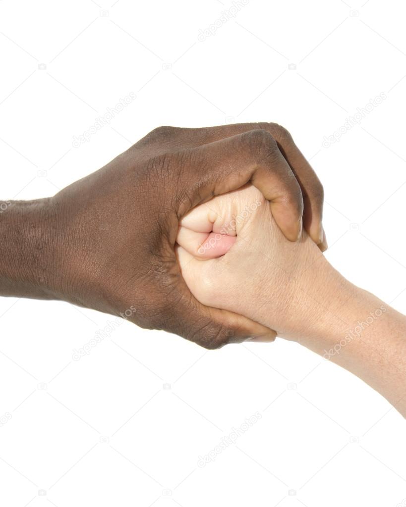 Mixity - Two joint hands symbolizing diversity - isolated, detoured ...