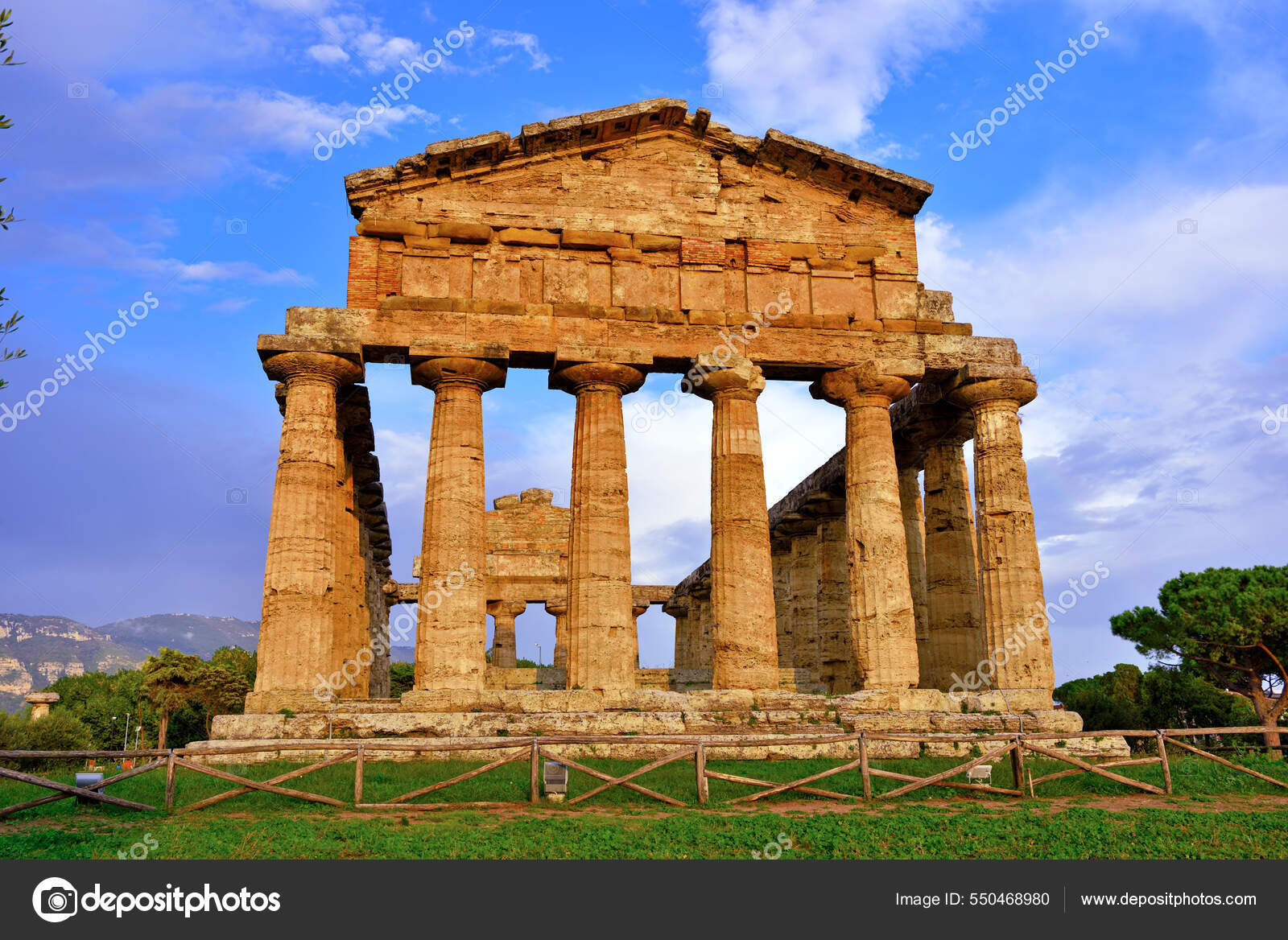Temple Athena Temple Ceres 500 Greek Temple Located Capaccio Paestum ...