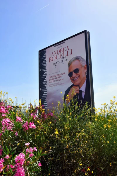 advertising poster announces Andrea Bocelli's concert at the theater of ...