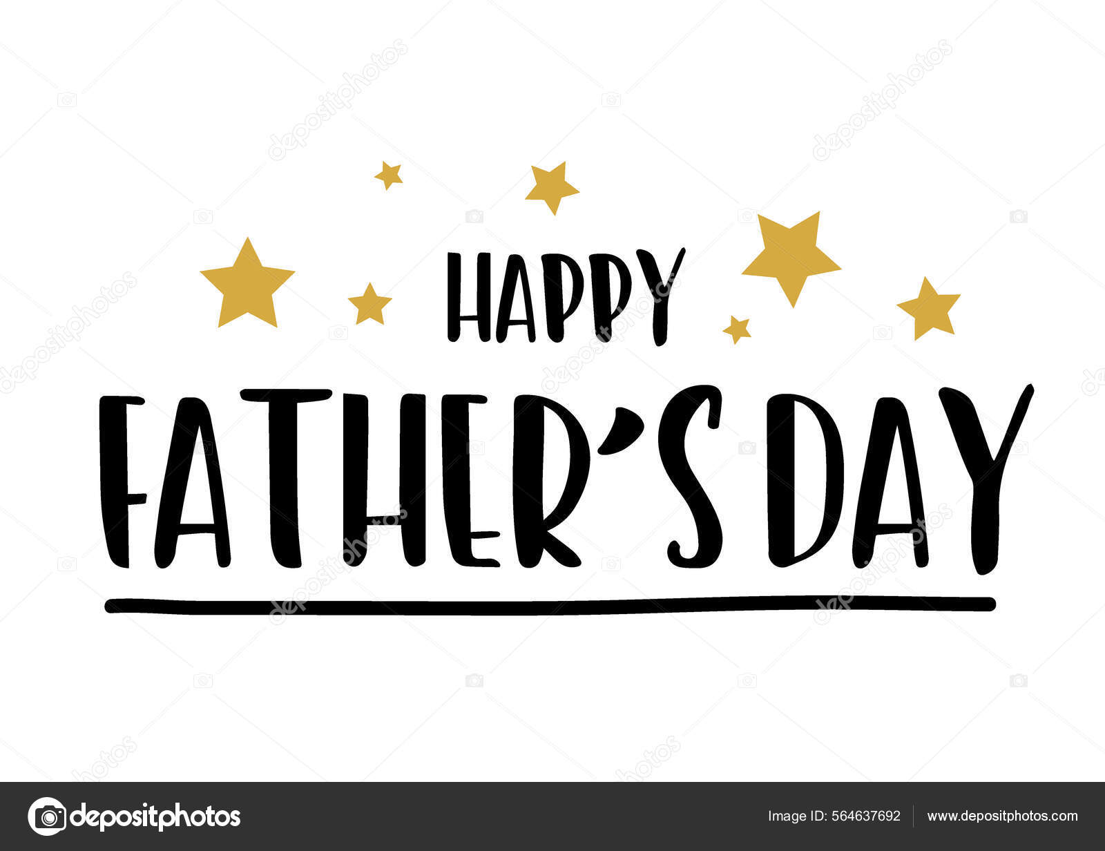 Happy Fathers Day Appreciation Vector Calligraphy Text Golden Stars ...