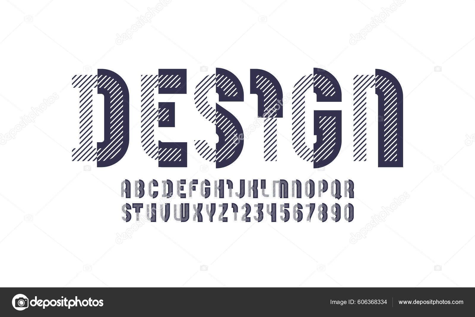 Design Font Black Alphabet Letters Numbers Made Lines Pieces Vector ...
