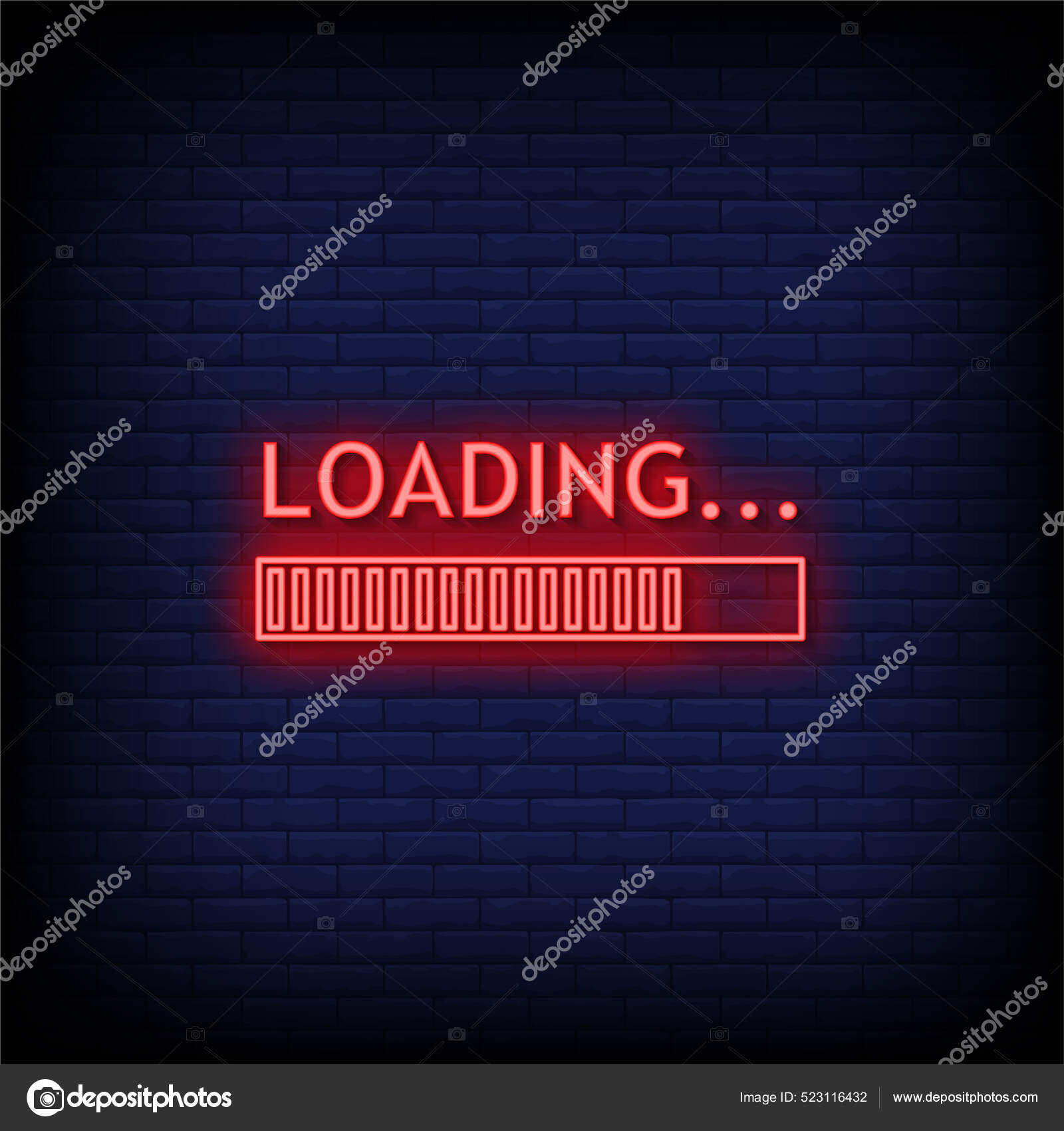 Loading Neon Sign Neon Style Vector Illustration Stock Vector by ...