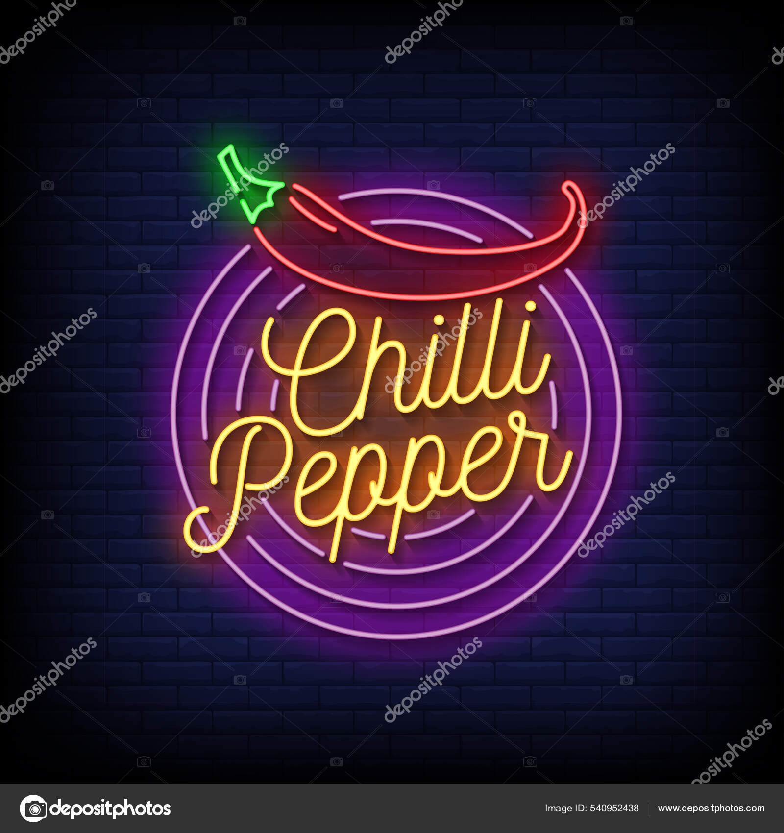 Chilli Pepper Neon Signs Style Text Vector Stock Illustration by ...