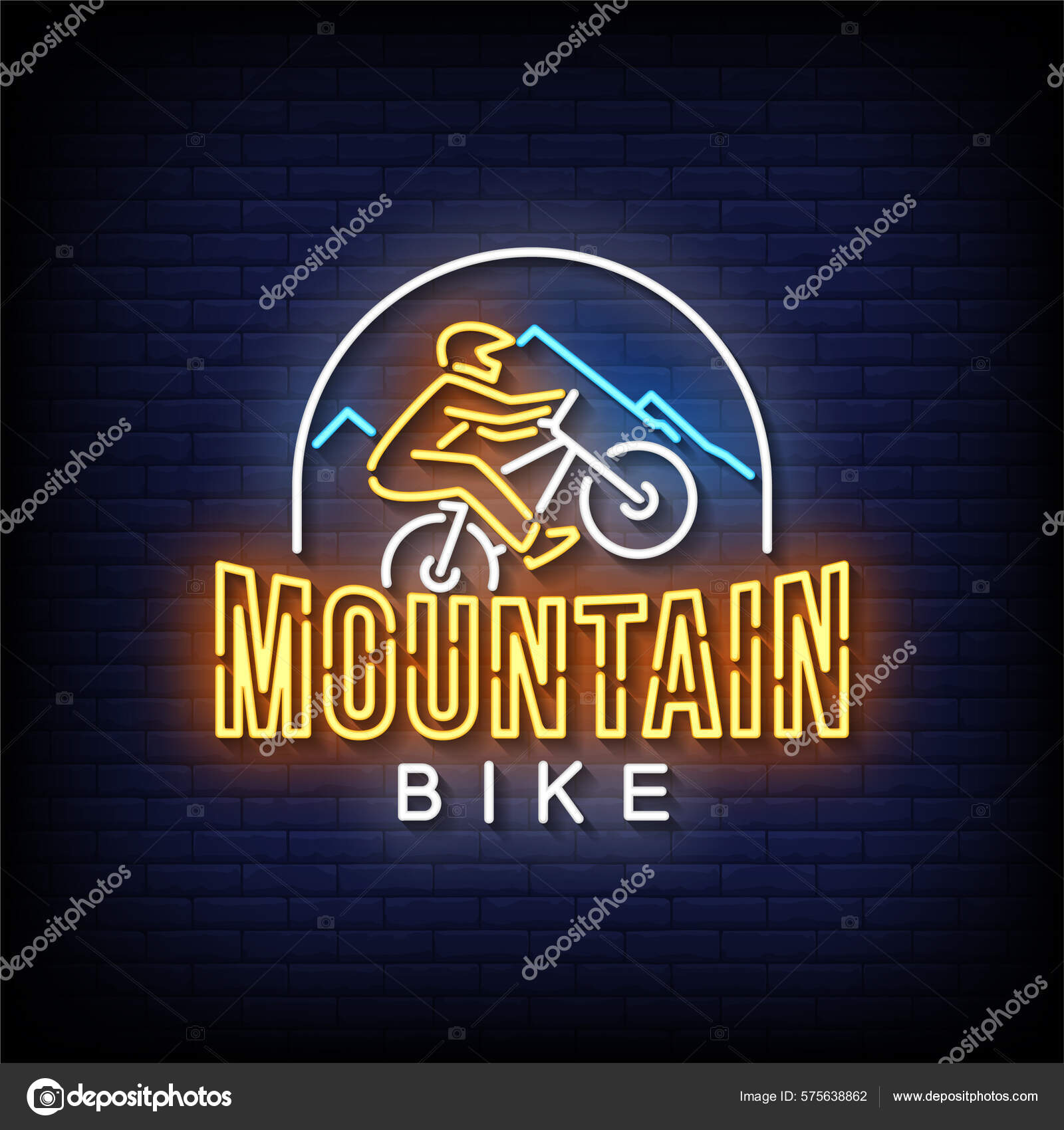 Mountain Bike Neon Billboard Sign Stock Vector Image by ©bohlam #575638862