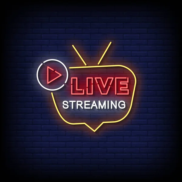 Live Stream Neon Sign Brick Wall Background Vector Stock Vector by ...