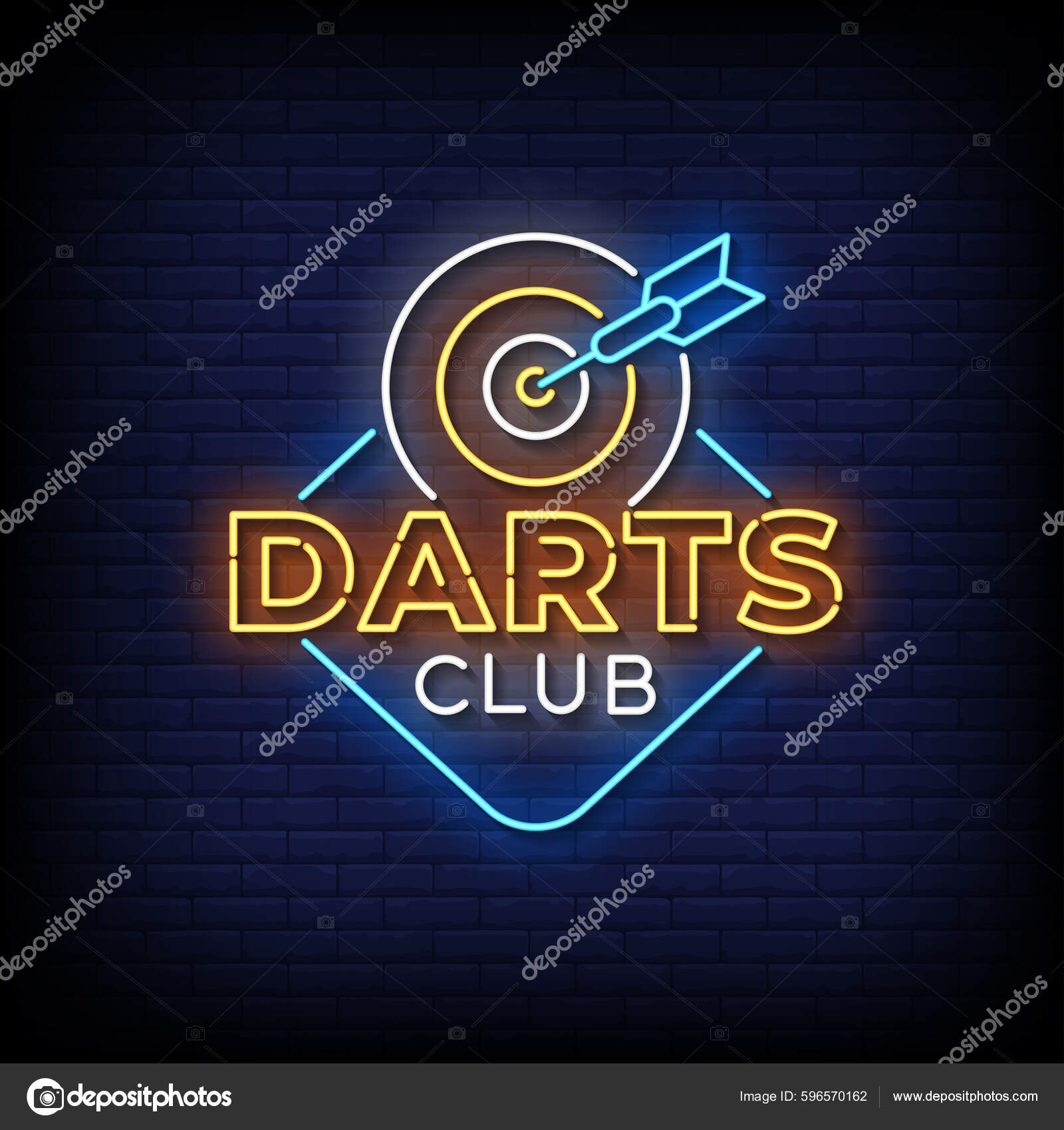 Darts Club Neon Billboard Sign Illustration Stock Vector by ©bohlam ...