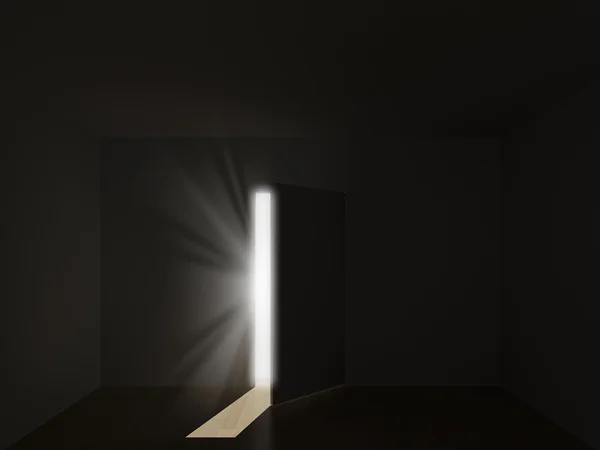 A realistic image of light coming out of a crack in the door with a ...