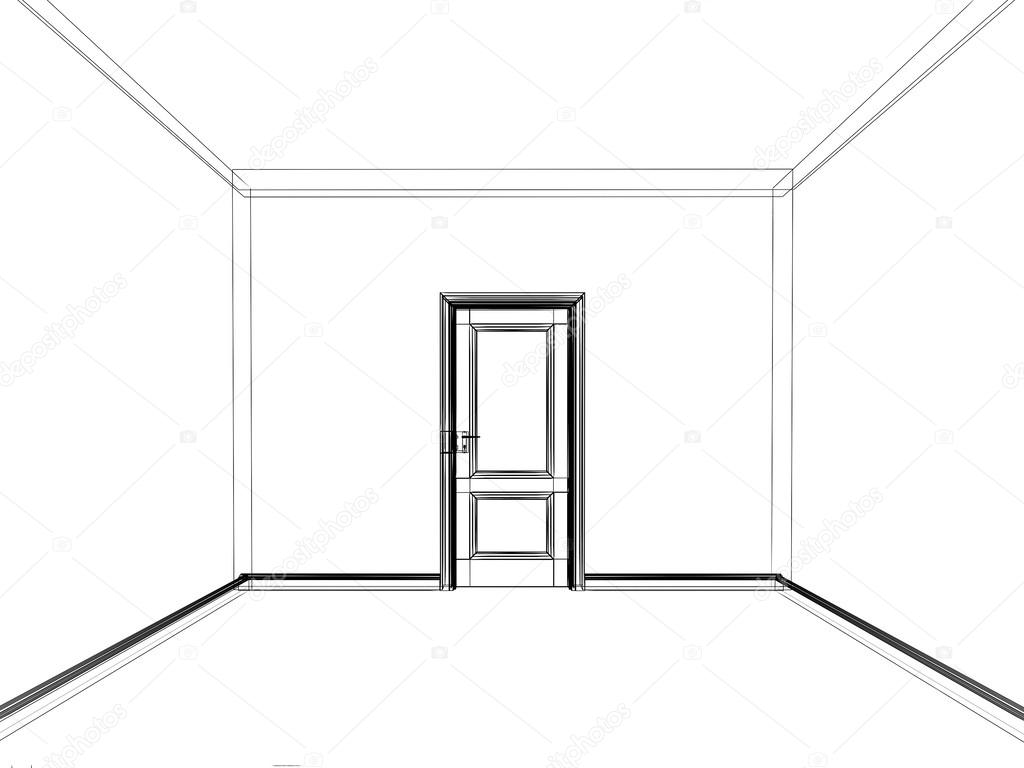 Abstract sketch design of interior empty room — Stock Photo © yaryhee ...