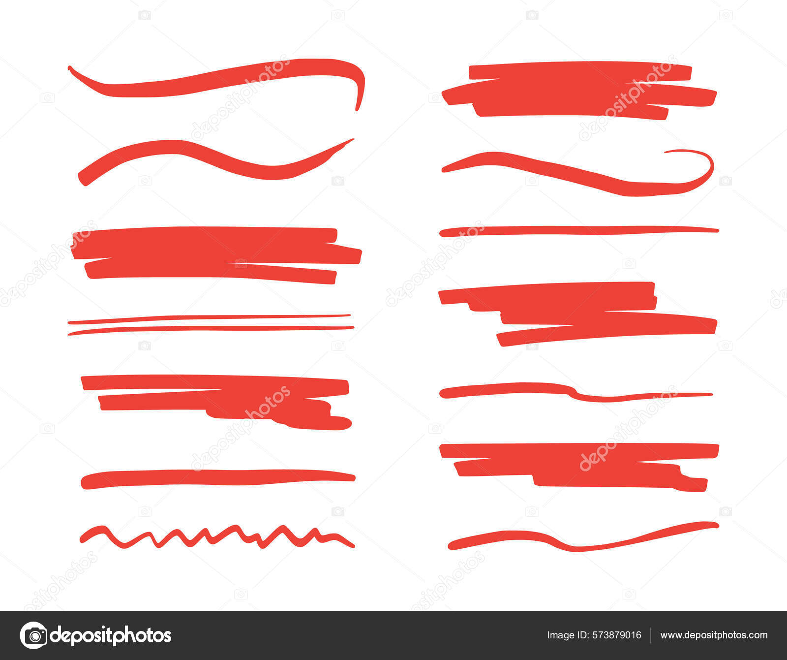 Red Brush Stroke Underline Marker Pen Highlight Stroke Vector Swoosh ...