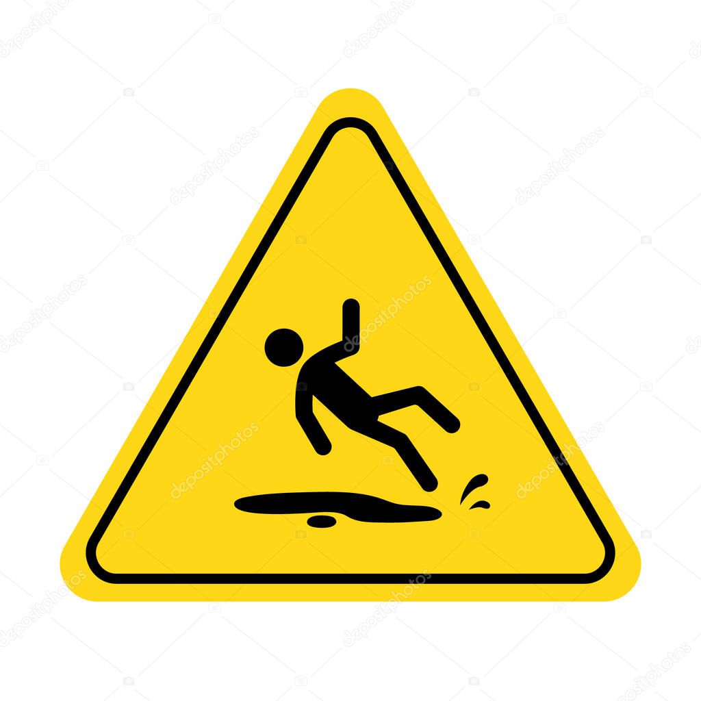 Icono de suelo mojado. Signo de precaución de suelo resbaladizo con ...