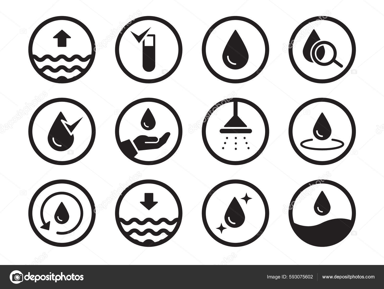 Water Drop Pictogram Icon Set Eco Recycle Water Sea Care Stock Vector ...