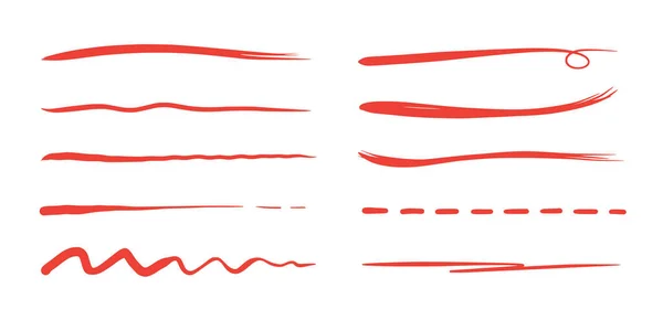 Red Brush Stroke Underline Marker Pen Highlight Stroke Vector Swoosh ...