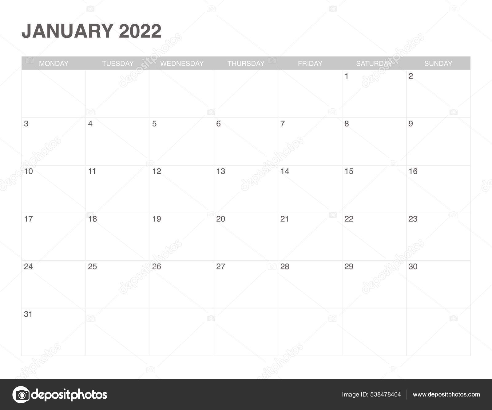 Takvim Ocak 2022 Basit Tasarım ©CBS_design 538478404'e ait Stok Vektör