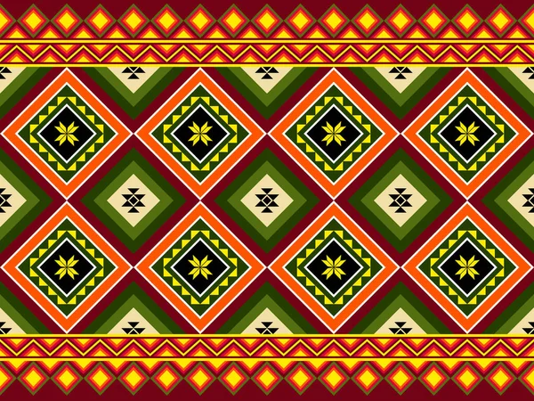Red Yellow Green Symmetry Geometric Ethnic Seamless Pattern Design Red ...