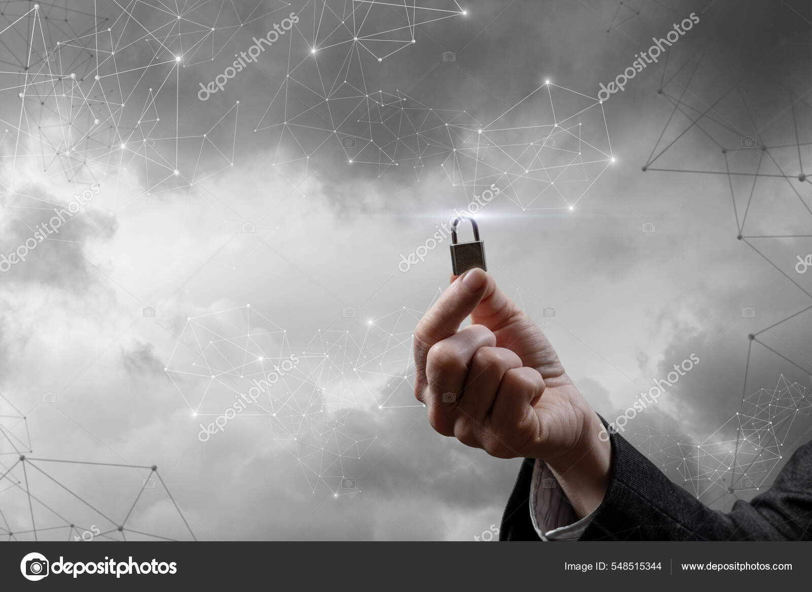 Hand Exposes Protection Security Network Connections — Stock Photo ...