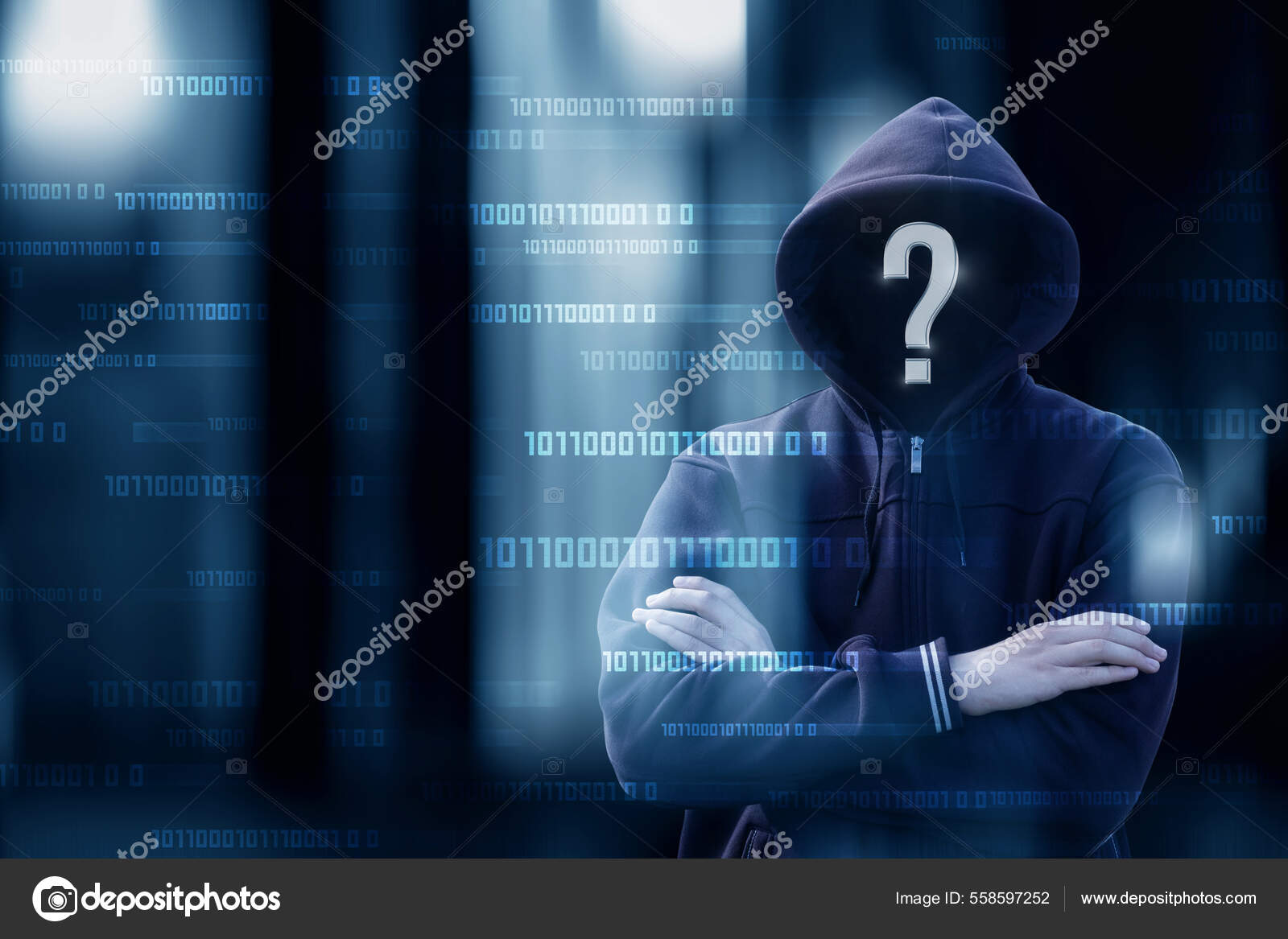 Hacker Question Mark Instead Head Blurred Background Stock Photo by ©NataliMis 558597252
