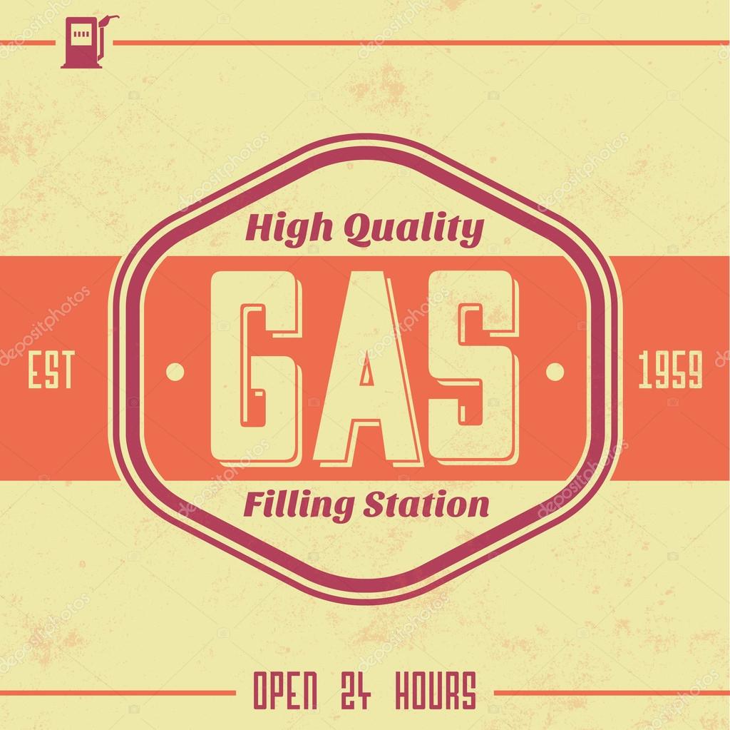 Vintage Gasoline Sign - Retro Template Stock Vector by ©loriokos 34372375