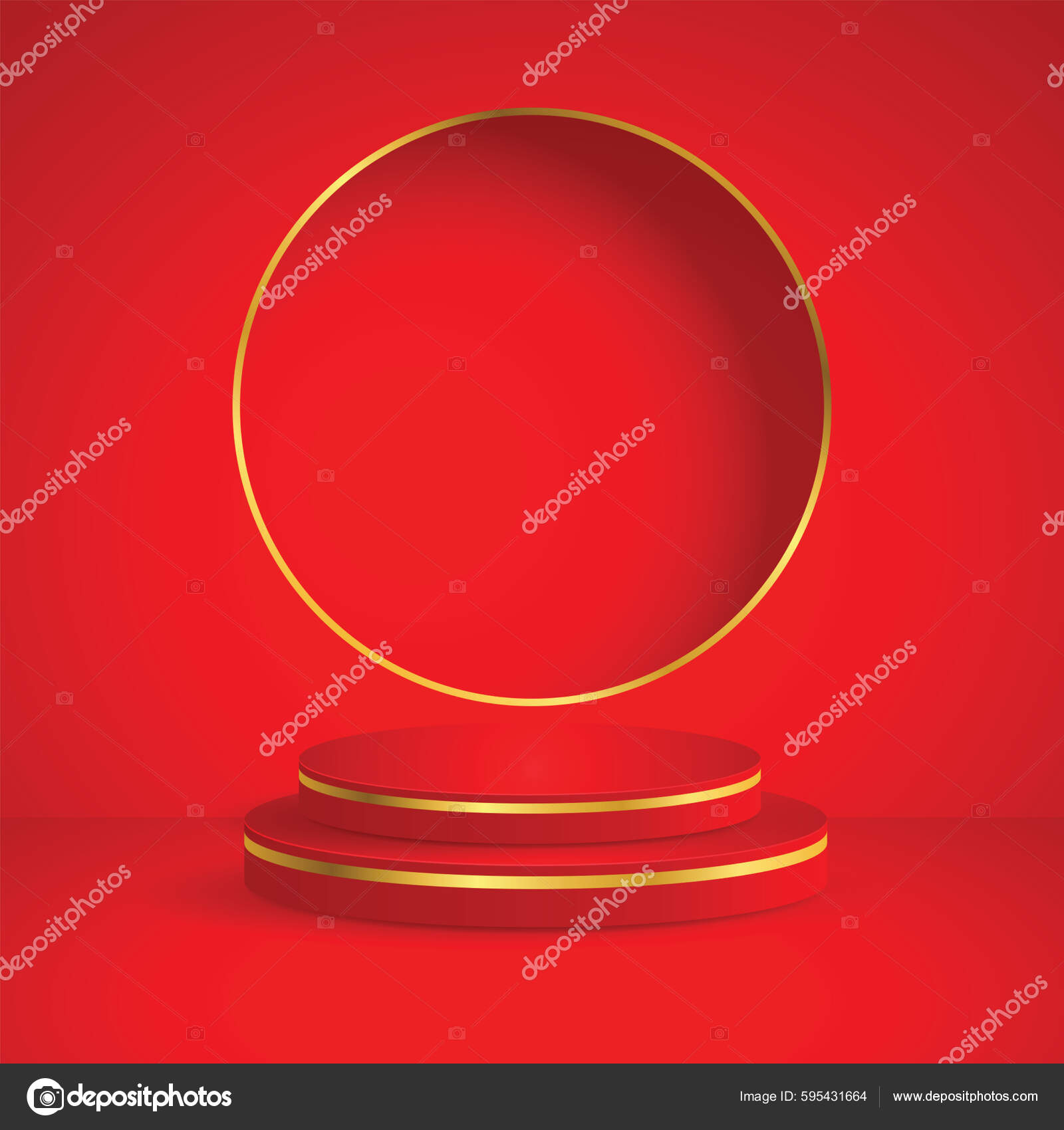 Red Gold Podium Pedestal Studio Lighting Minimal Background Design ...