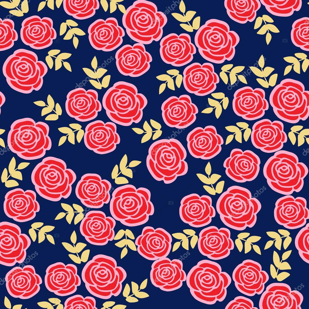 Cute seamless pattern with roses, floral vector illustration background ...