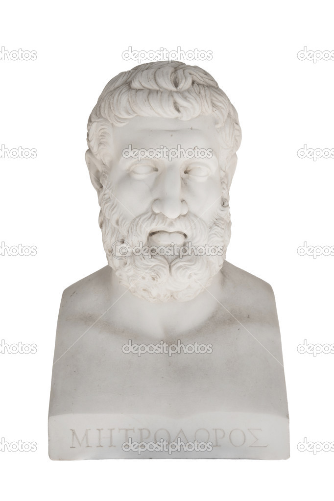 Isolated bust of Metrodorus of Lamsacus (the younger) - greek ph Stock ...