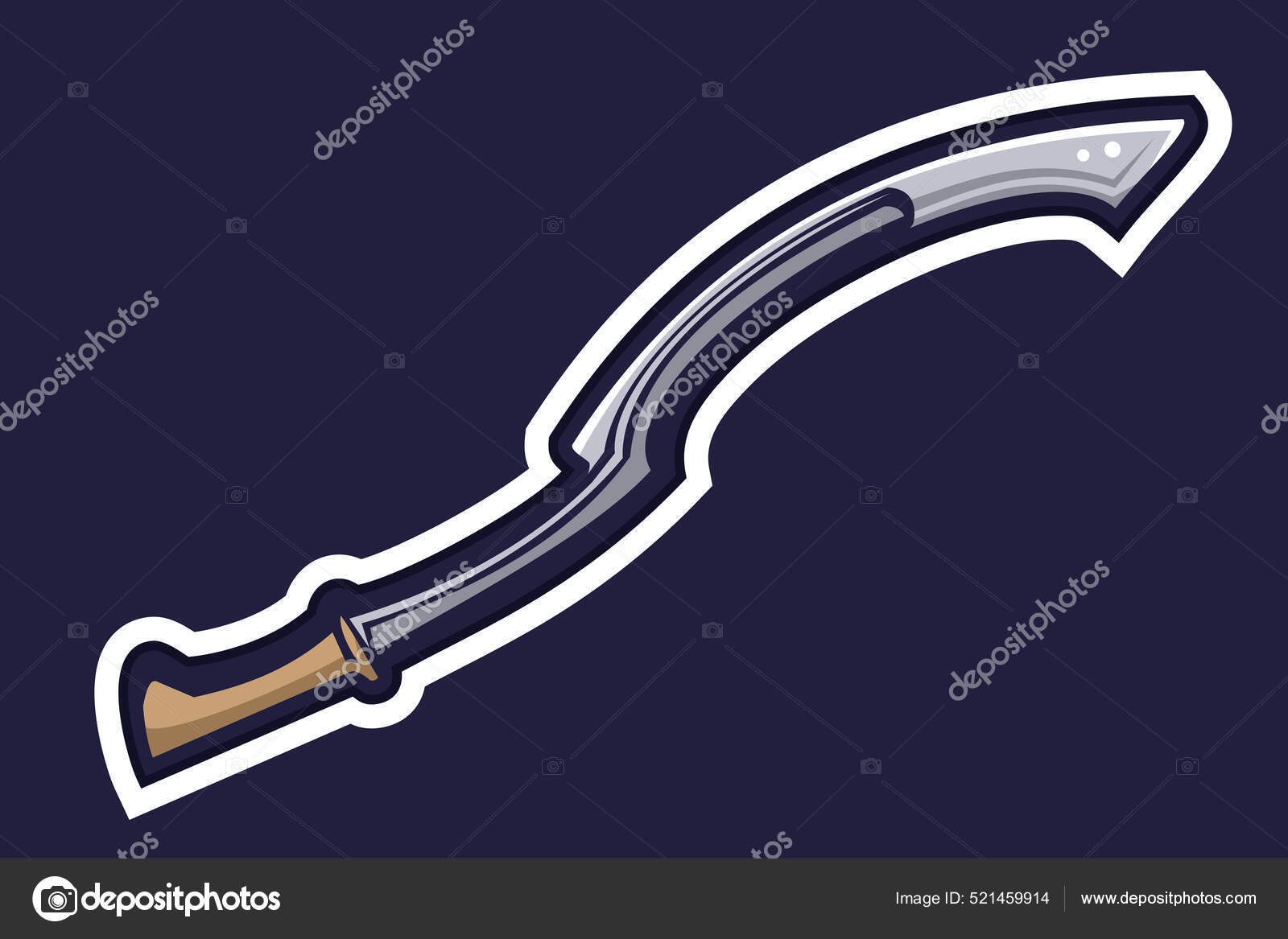 Espada Egipcia Forma Hoz Khopesh Espada Vector Ilustración Icono Arma ...