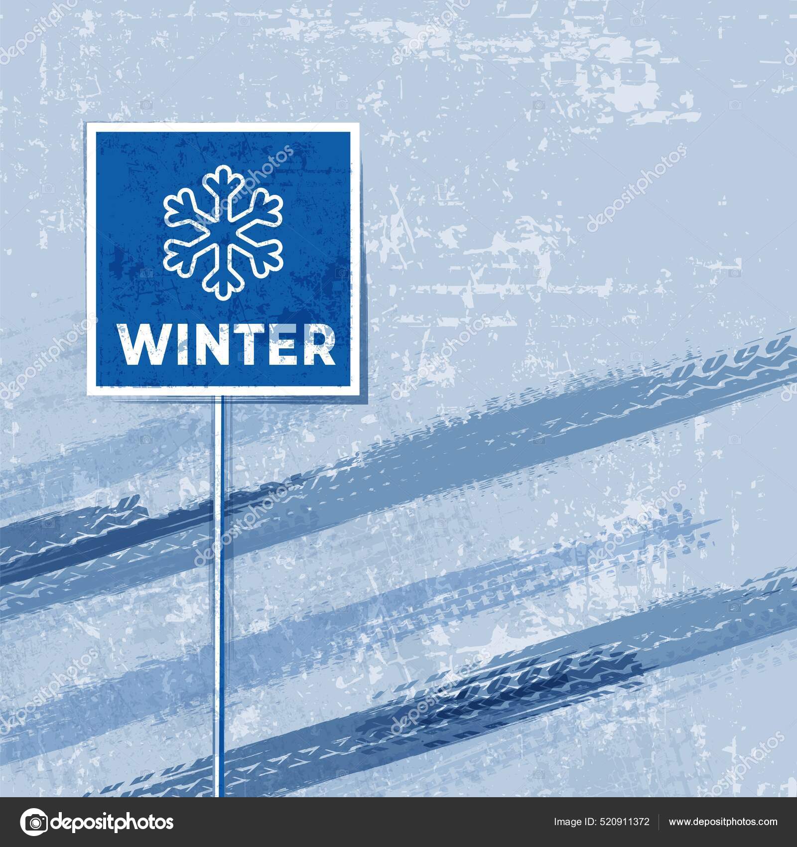 Ice tire treads. Traffic sign banner. Vector automotive element. Stock ...