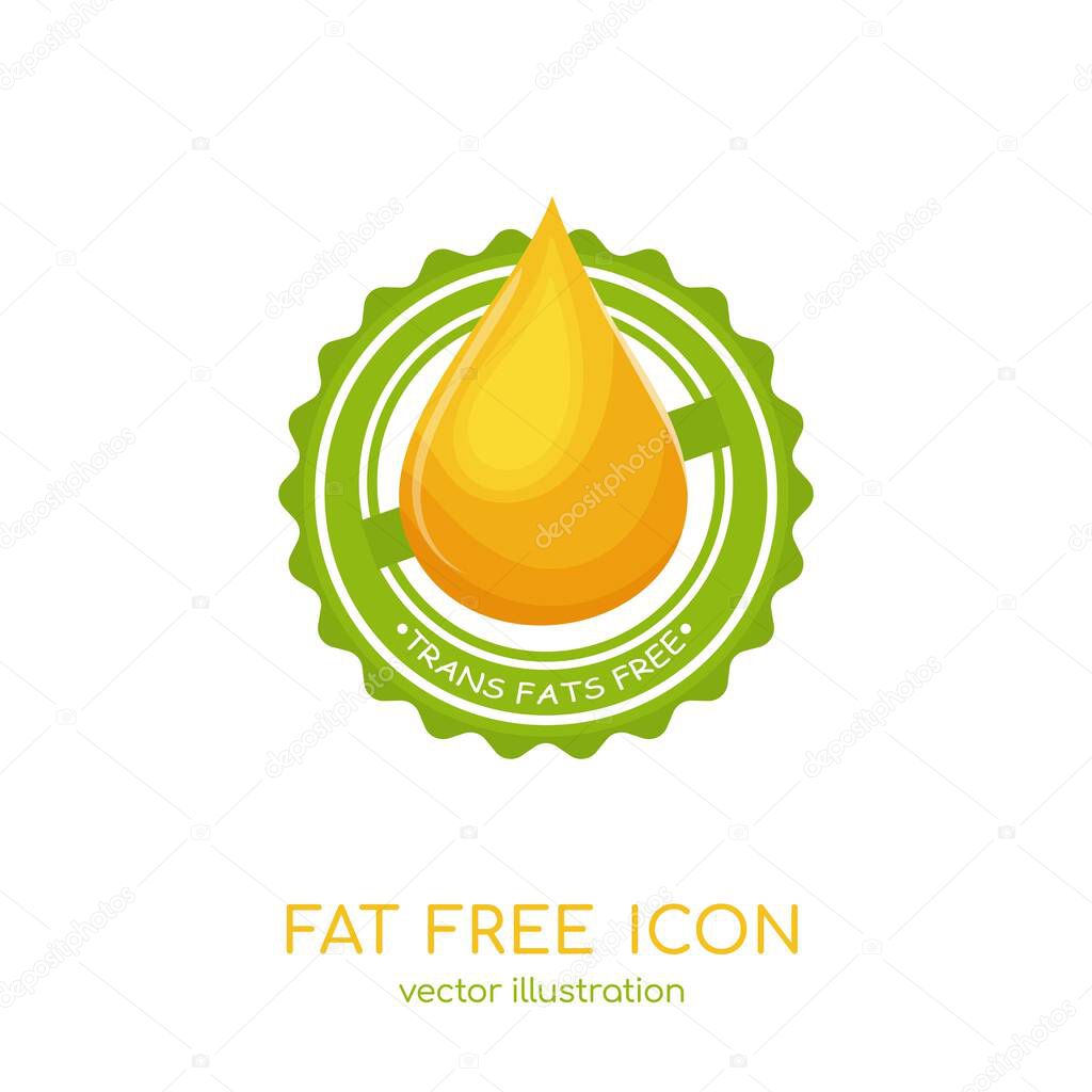 Icono libre de grasa. Signo de nutrición saludable. Ilustración ...