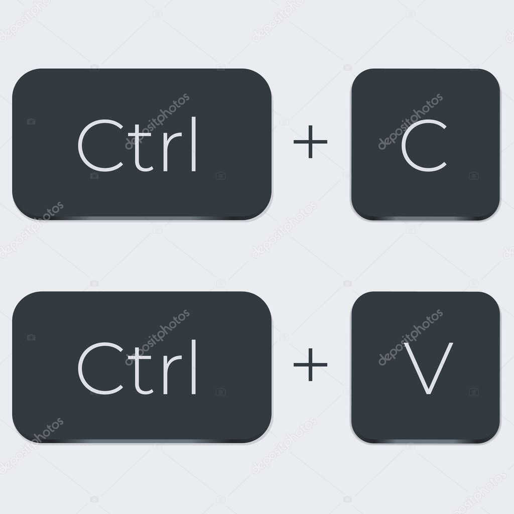 Botones de teclado de ordenador Ctrl C y Ctrl V. Interfaz de escritorio ...