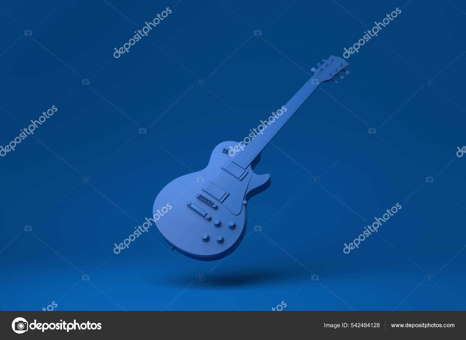 Blue Electric Guitar Floating Blue Background Minimal Concept Idea ...