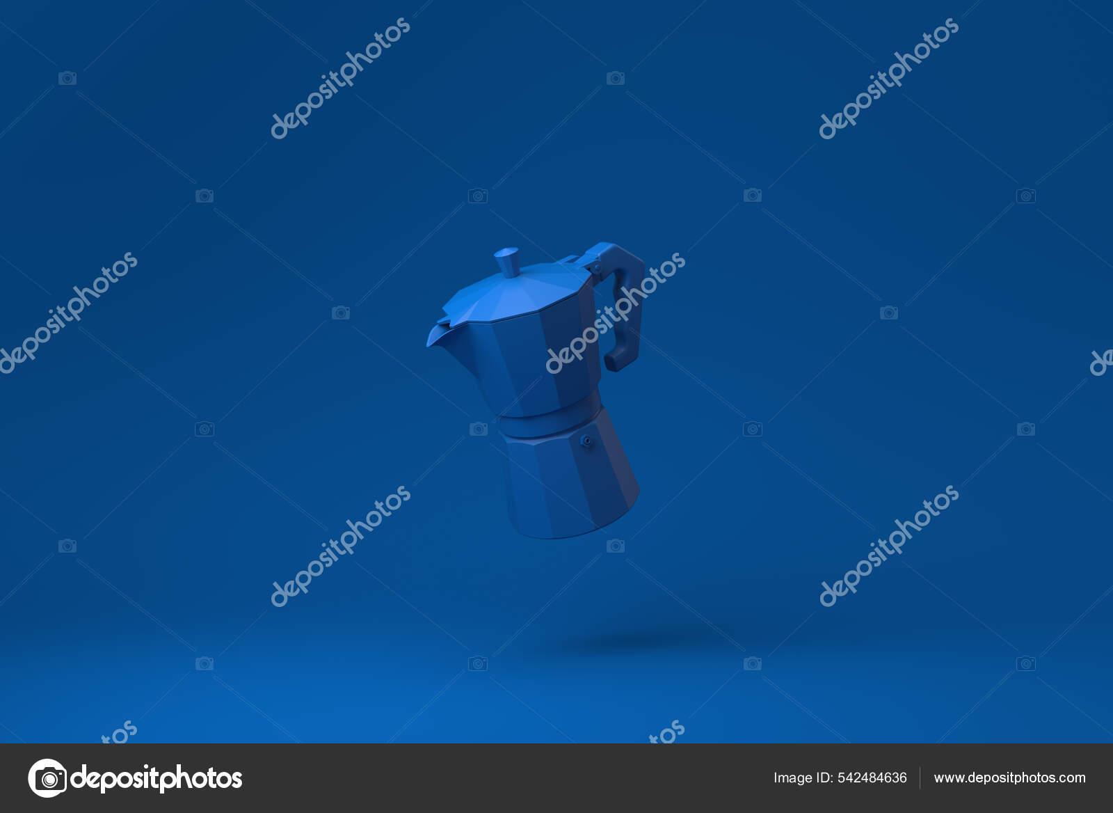 Blue Moka Pot Floating Blue Background Minimal Concept Idea Creative ...