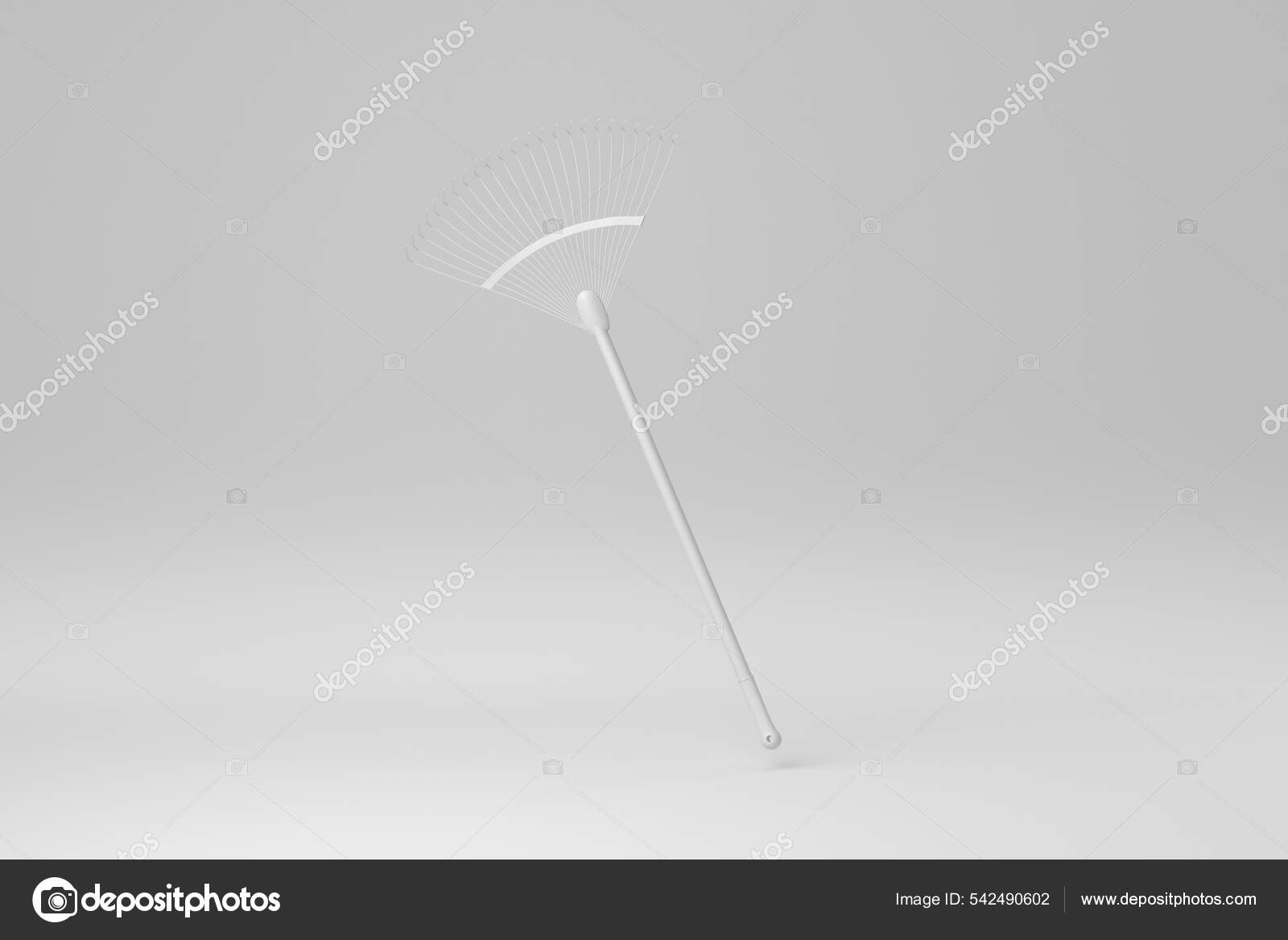 Metal Rake White Background Minimal Concept Monochrome Render — Stock ...