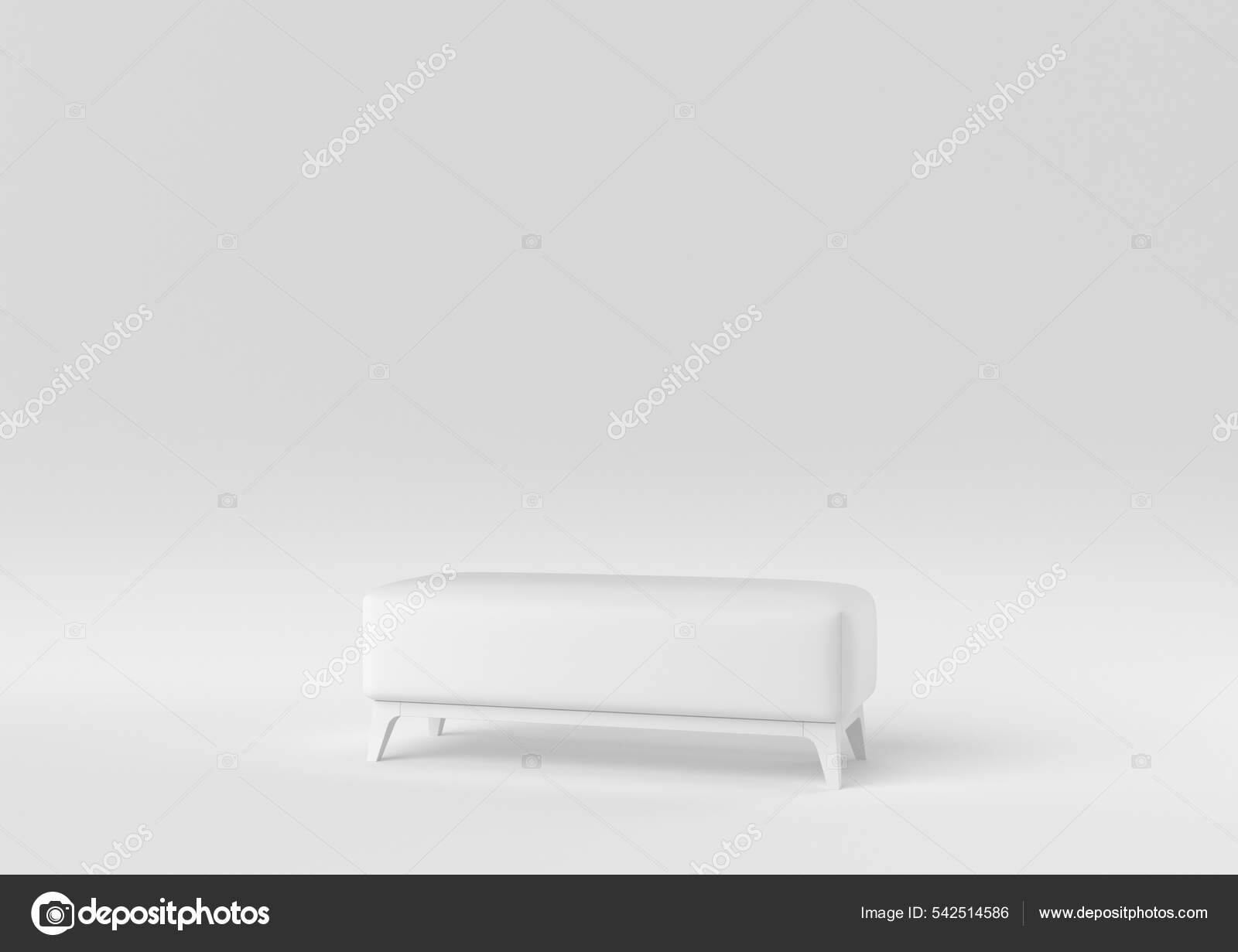 White Modern Bench White Background Minimal Concept Idea Monochrome ...