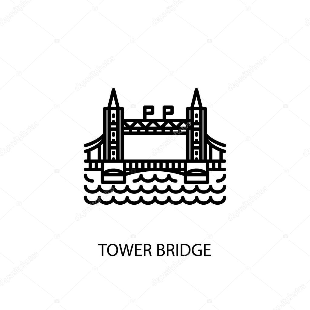 Tower Bridge, River Thames, Londres, Esquema Ilustración en vector ...